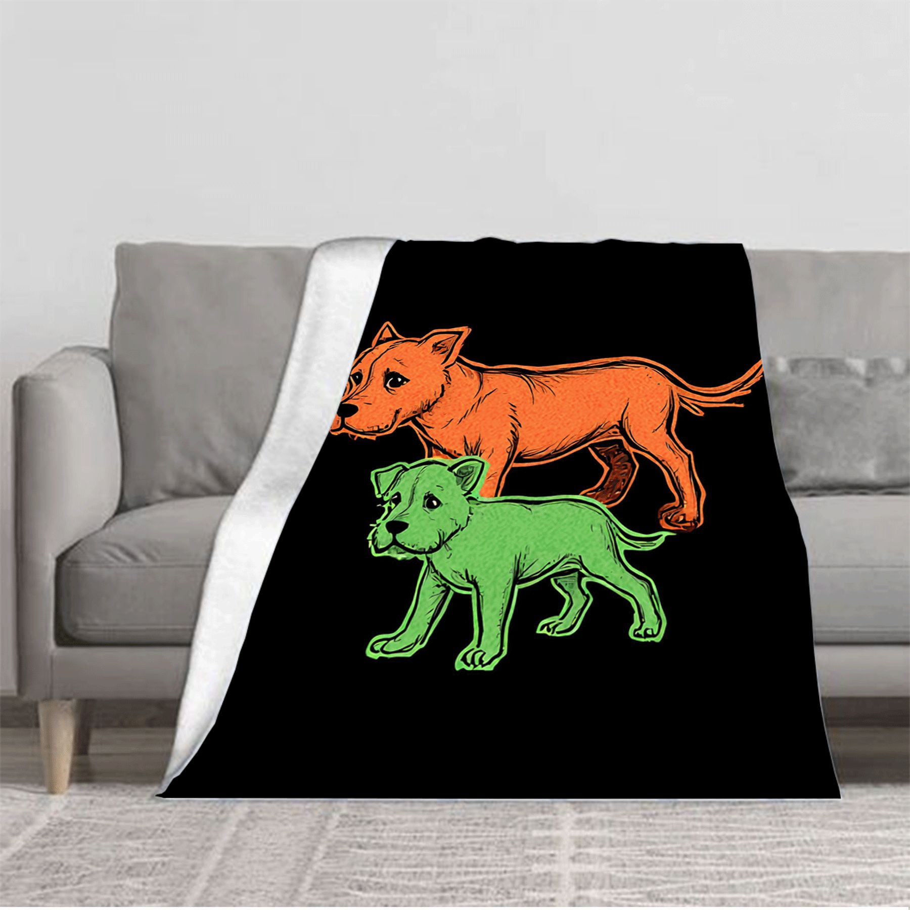 Cozy Flannel Blanket with Cartoon Dogs Design - Soft Warm Perfect for ...