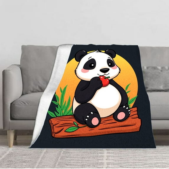 Cozy Flannel Blanket with Cartoon Panda Design - Soft Warm Perfect for ...