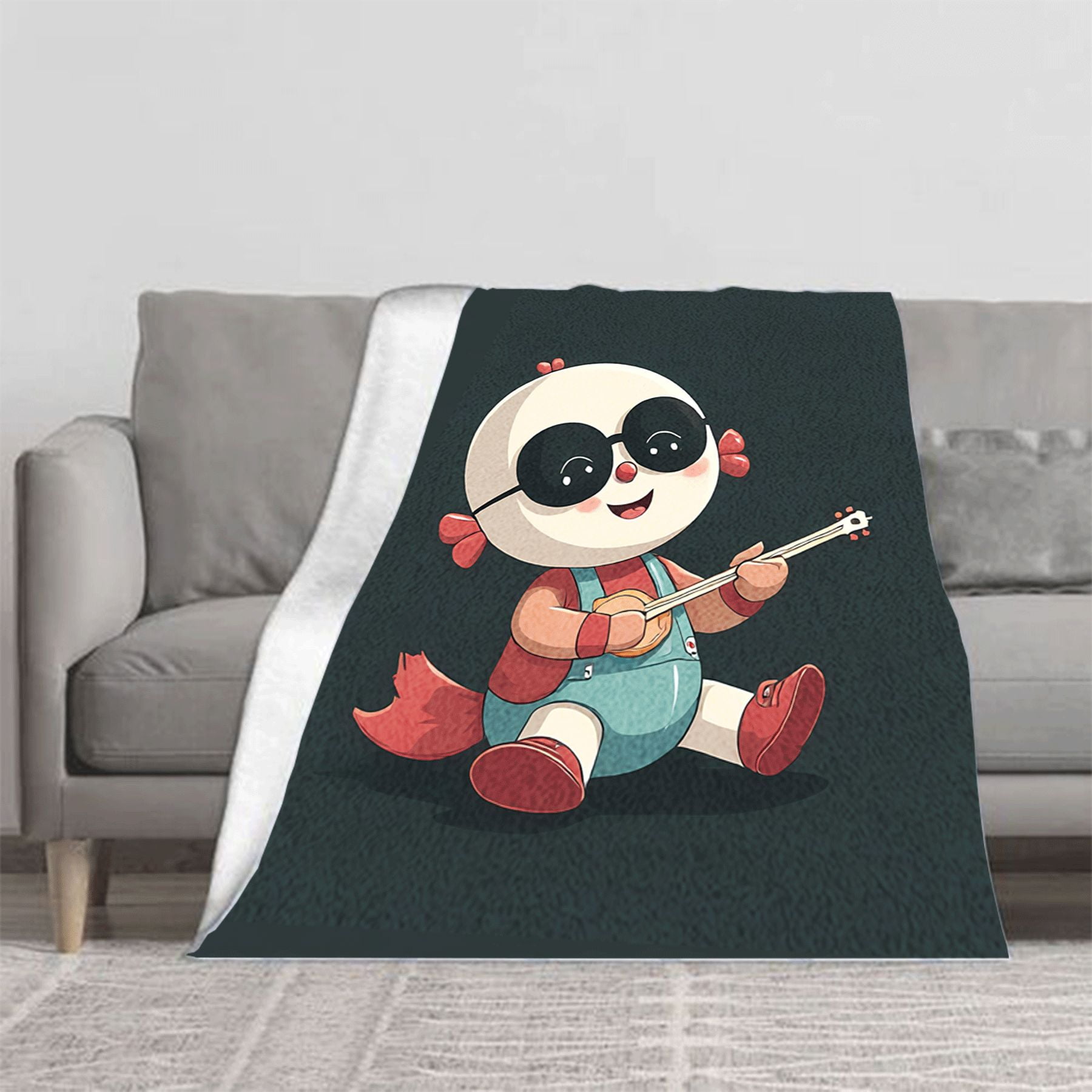 Cozy Flannel Blanket with Cartoon Panda Design - Soft Warm Perfect for ...