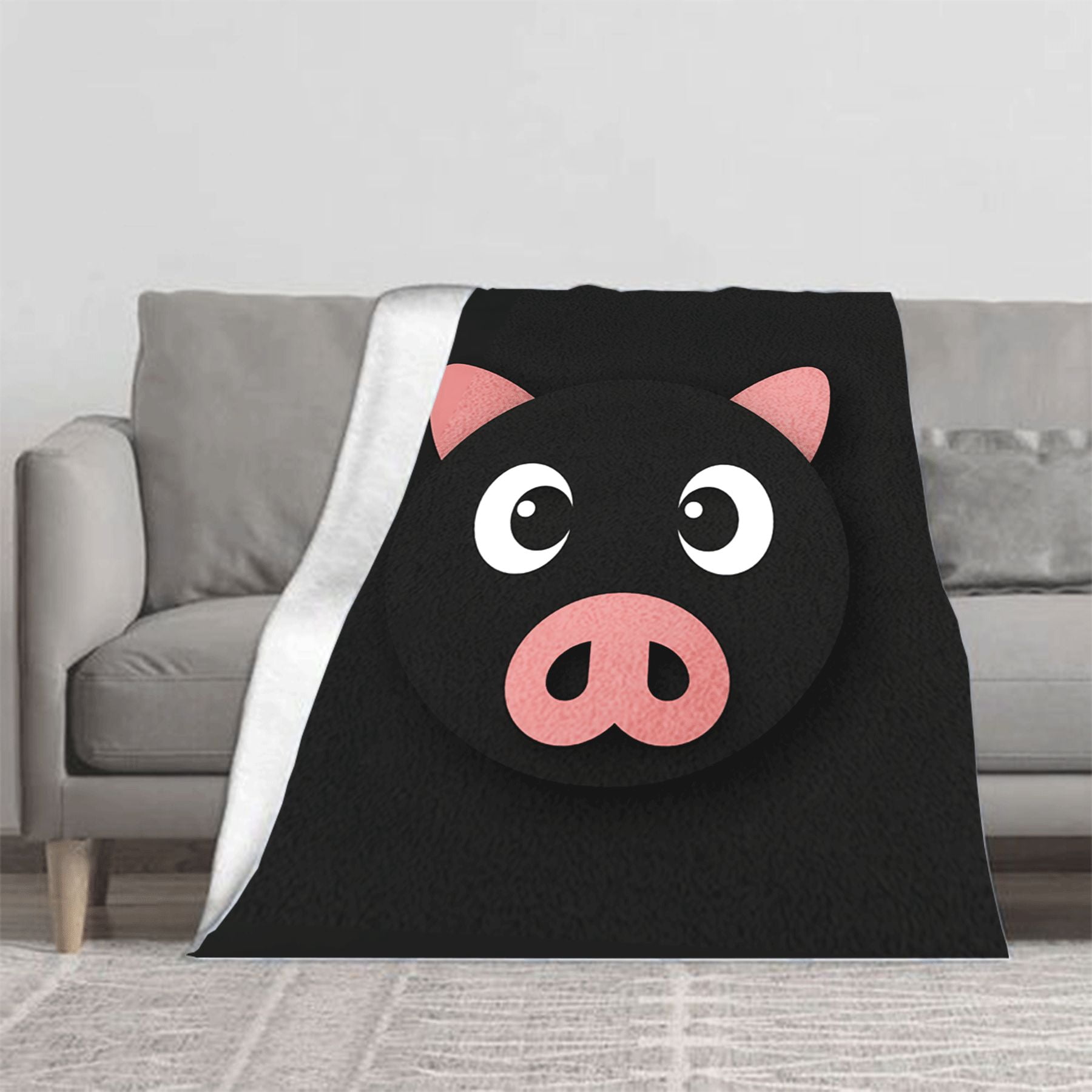 Cozy Flannel Blanket with Cartoon Pig Design - Soft Warm Perfect for ...