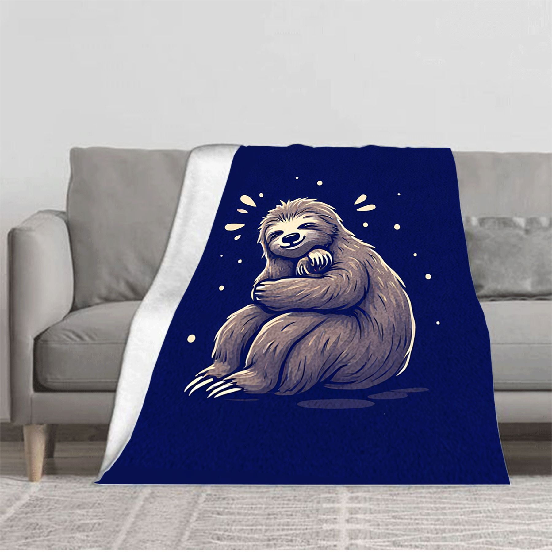 Cozy Flannel Blanket with Cartoon Sloth Design - Soft Warm Durable ...