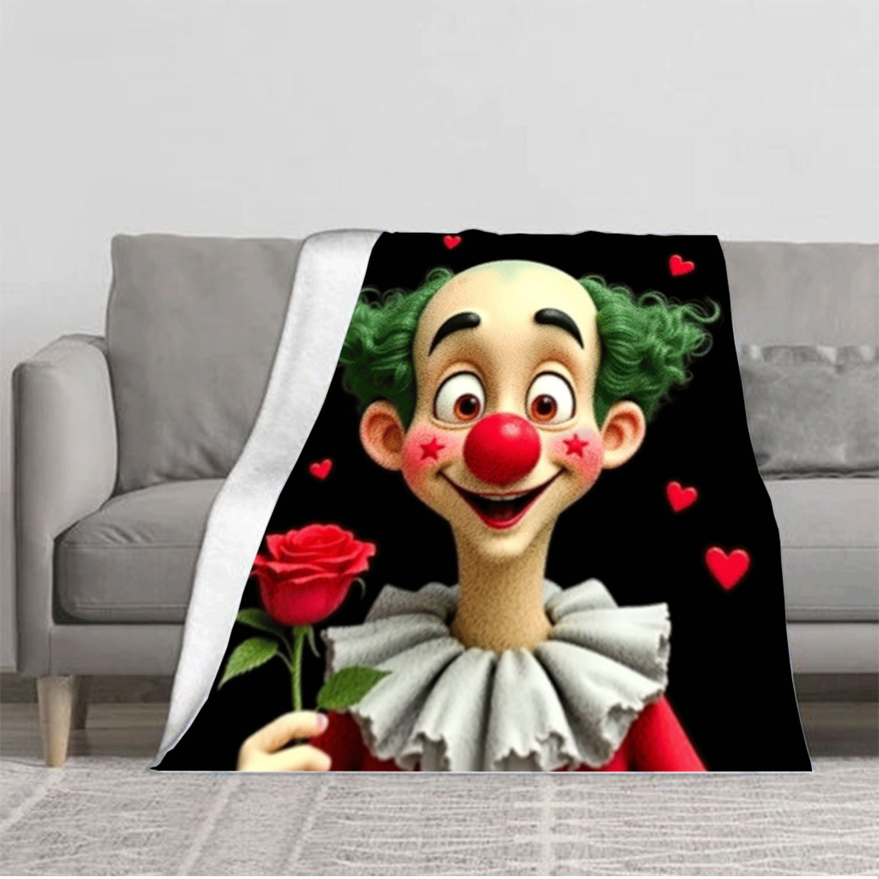 Cozy Flannel Blanket with Cheerful Clown Design Perfect for Sofa Travel ...