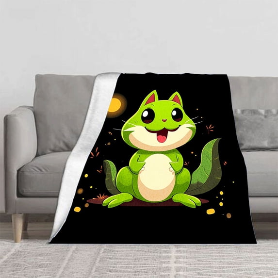 Cozy Flannel Blanket with Cheerful Frog Design - Soft Warm Perfect for ...