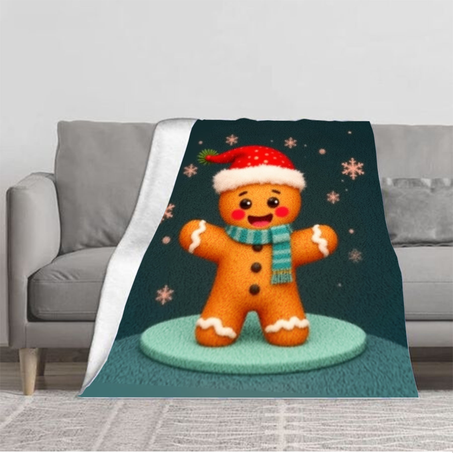 Cozy Flannel Blanket with Cheerful Gingerbread Man Design - Perfect for ...