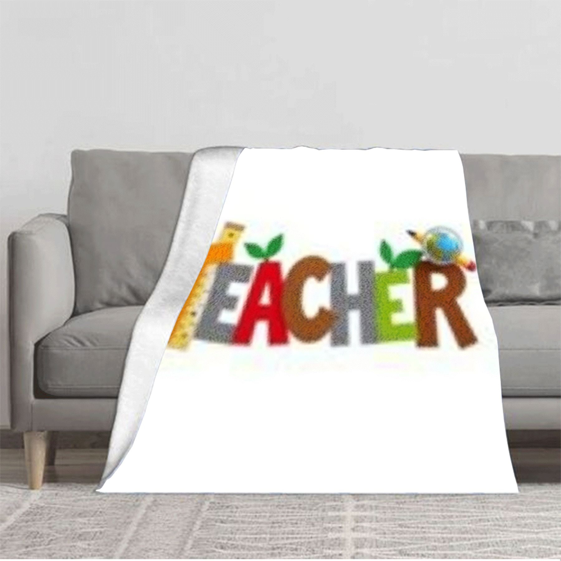 Cozy Flannel Blanket with Colorful Teacher Theme - Soft Warm Perfect ...