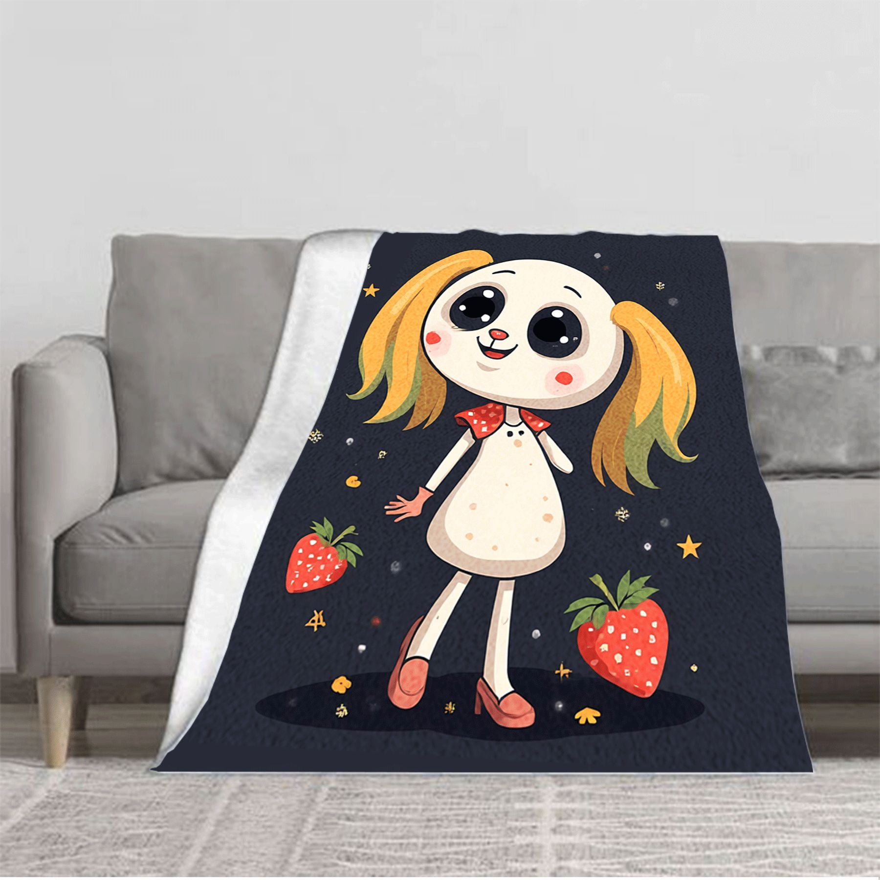 Cozy Flannel Blanket with Cute Cartoon Character Design - Soft Warm ...