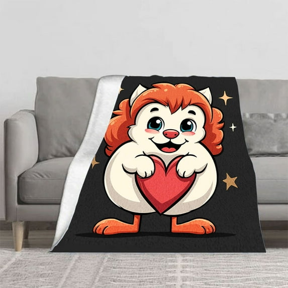 Cozy Flannel Blanket with Cute Character Design - Soft Warm Perfect for ...