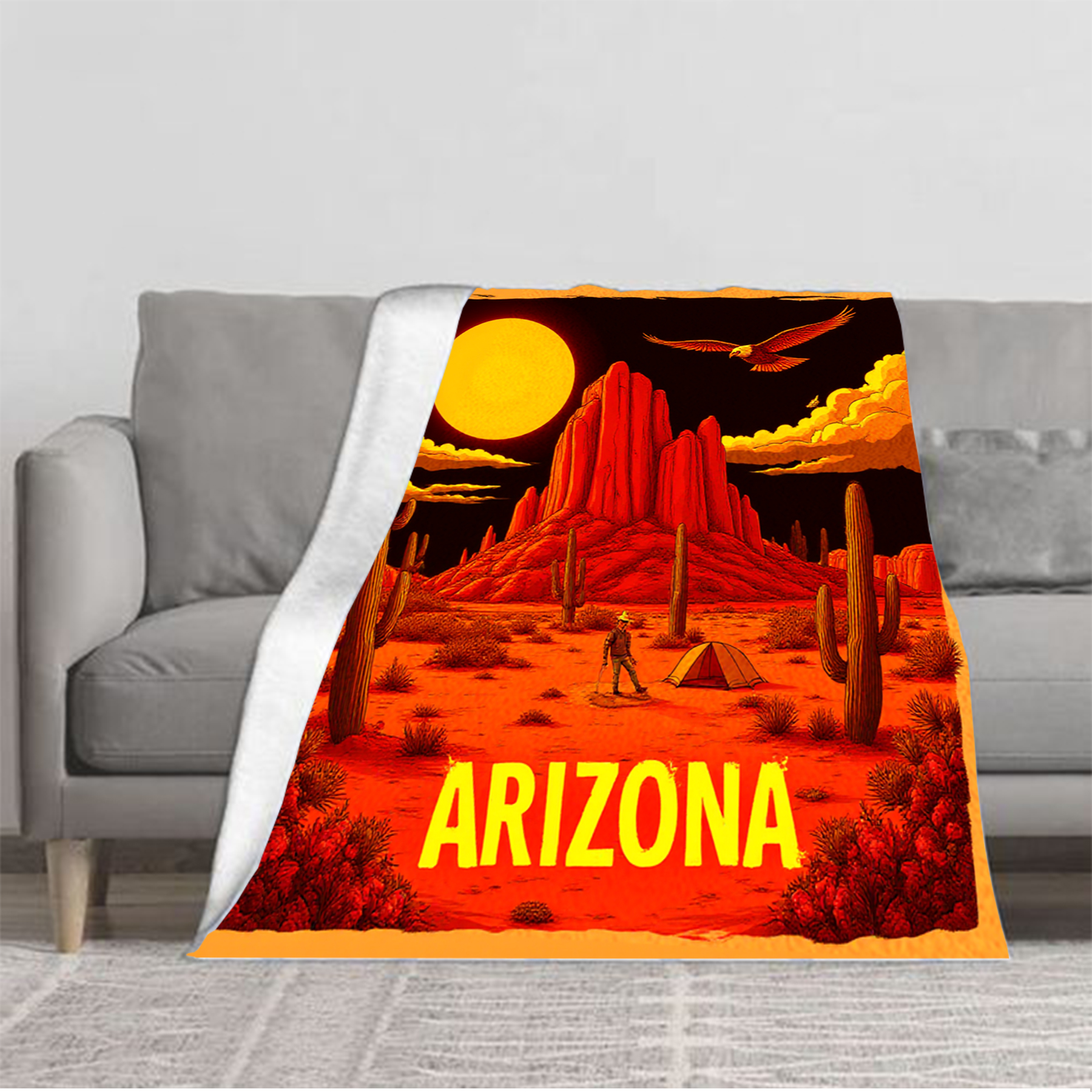Cozy Flannel Blanket with Desert Landscape Design - Soft Warm Perfect ...