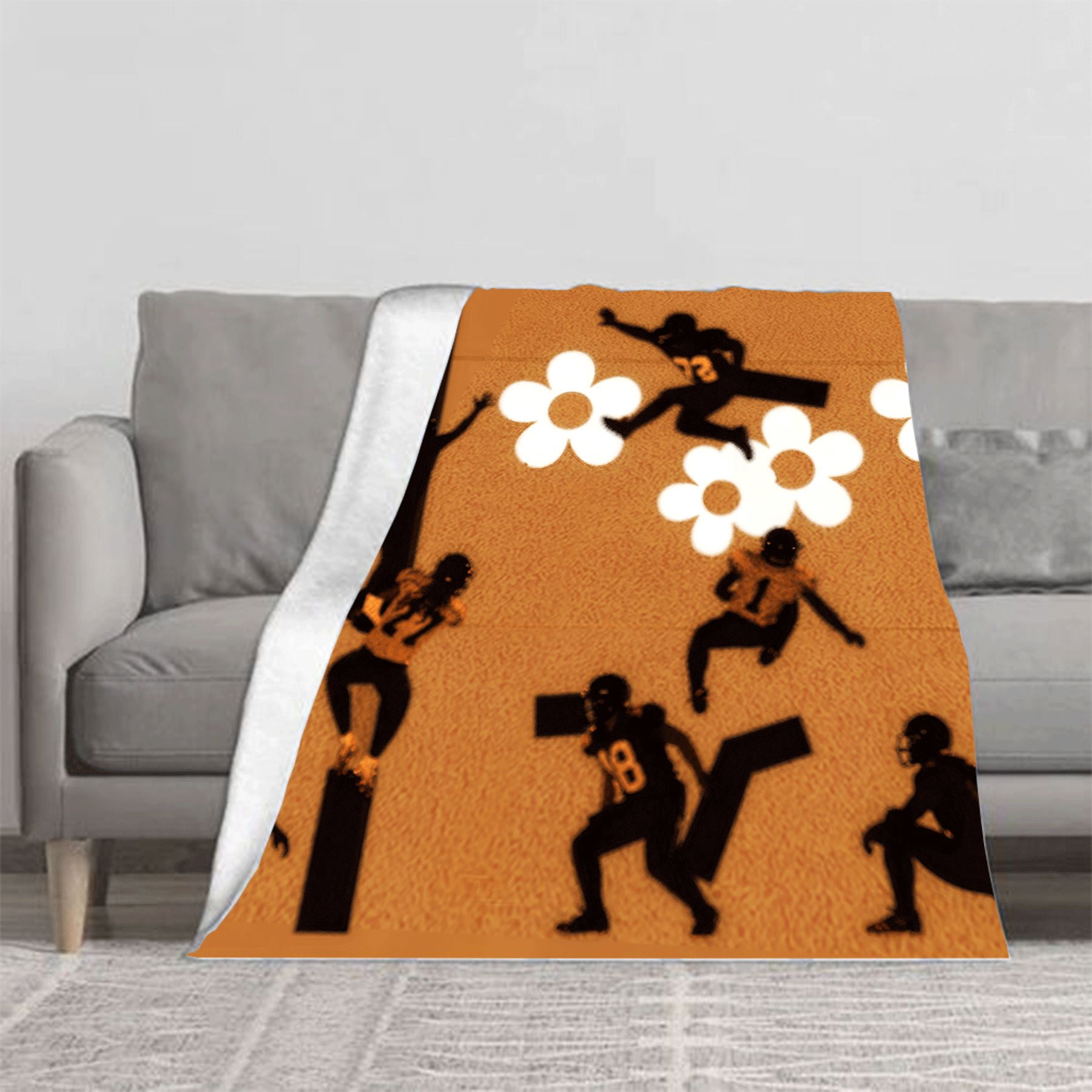 Cozy Flannel Blanket with Dynamic Football Scene Design - Soft Warm ...