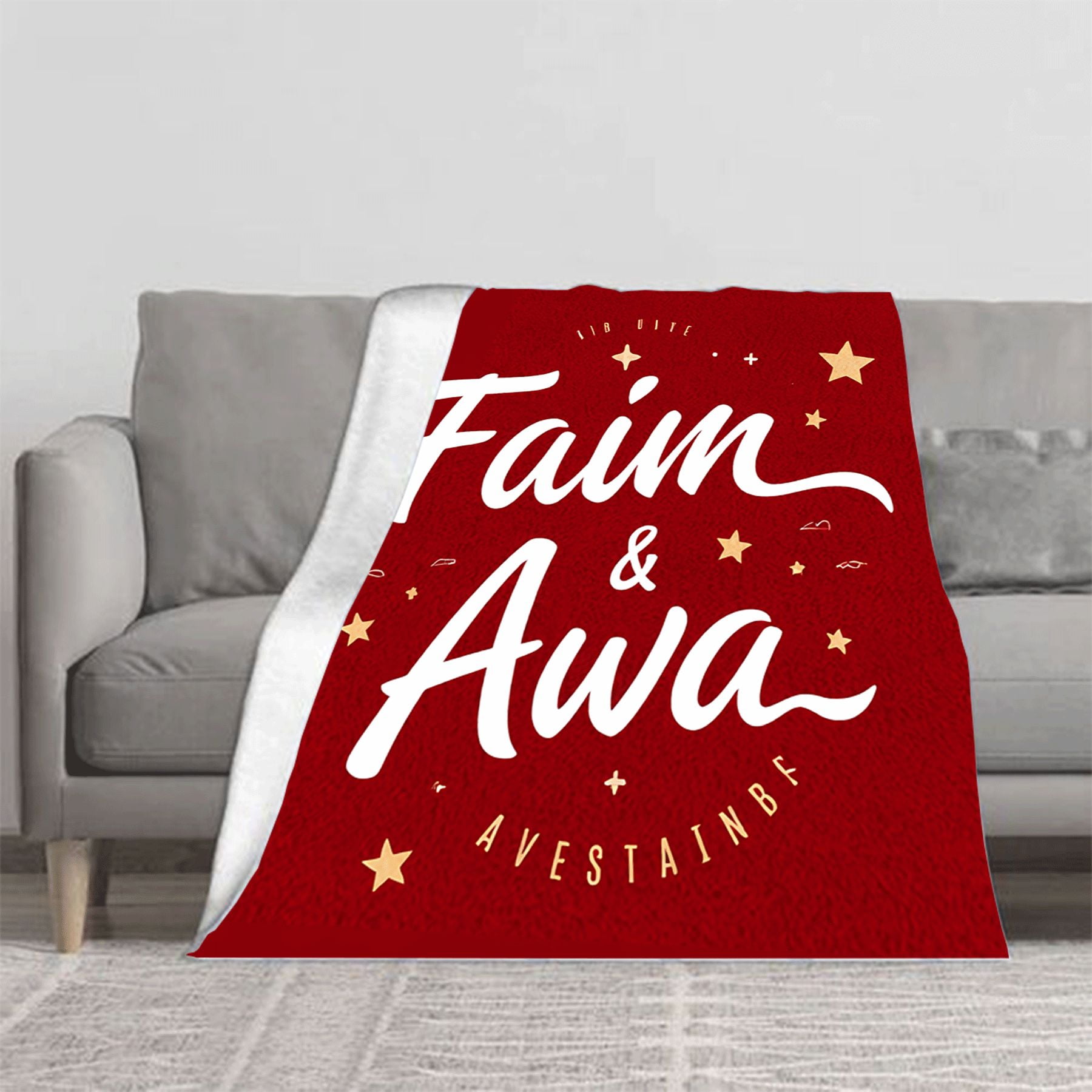 Cozy Flannel Blanket with Elegant Cursive Design Perfect for Sofa ...