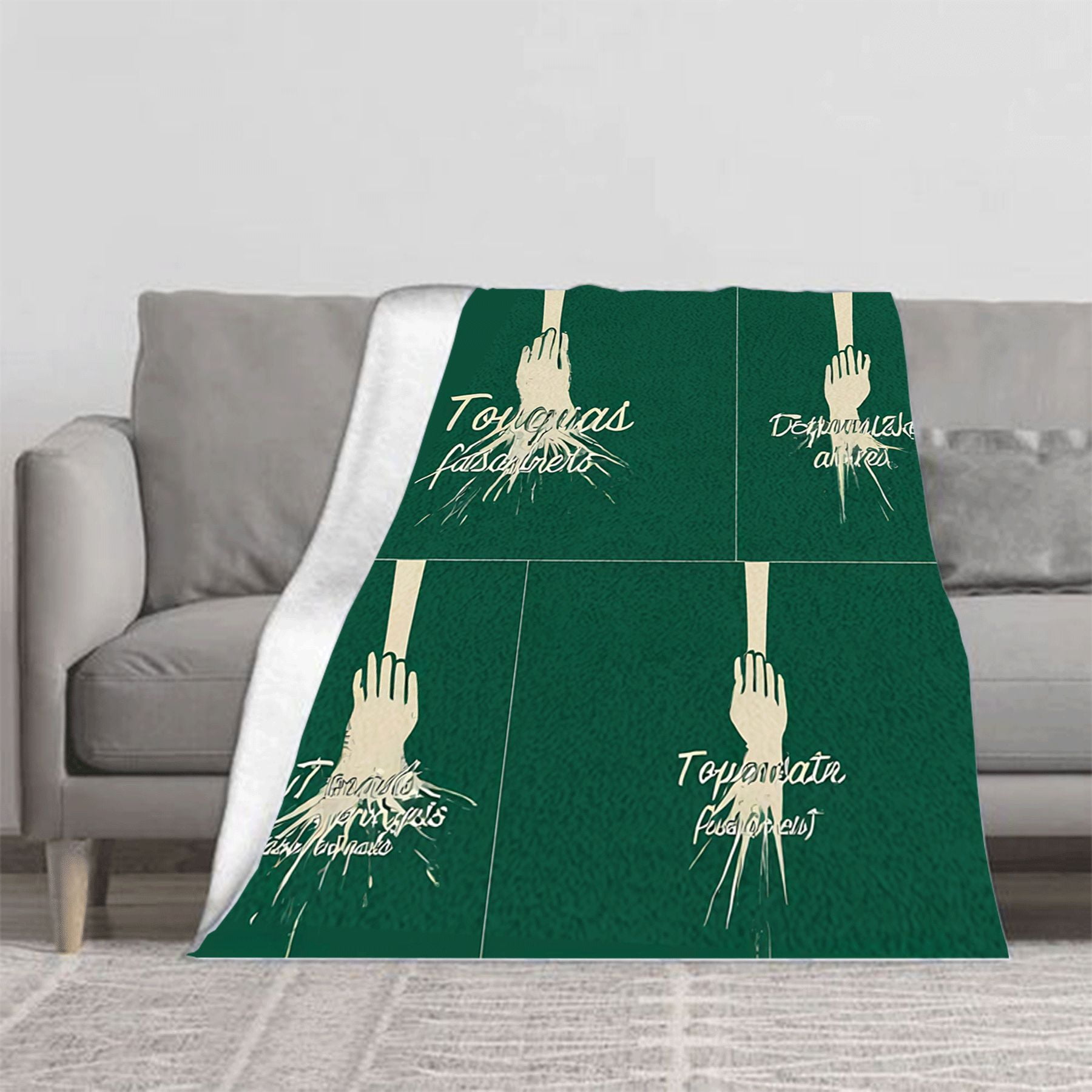 Cozy Flannel Blanket with Elegant Hand Reaching Design Perfect for Sofa ...