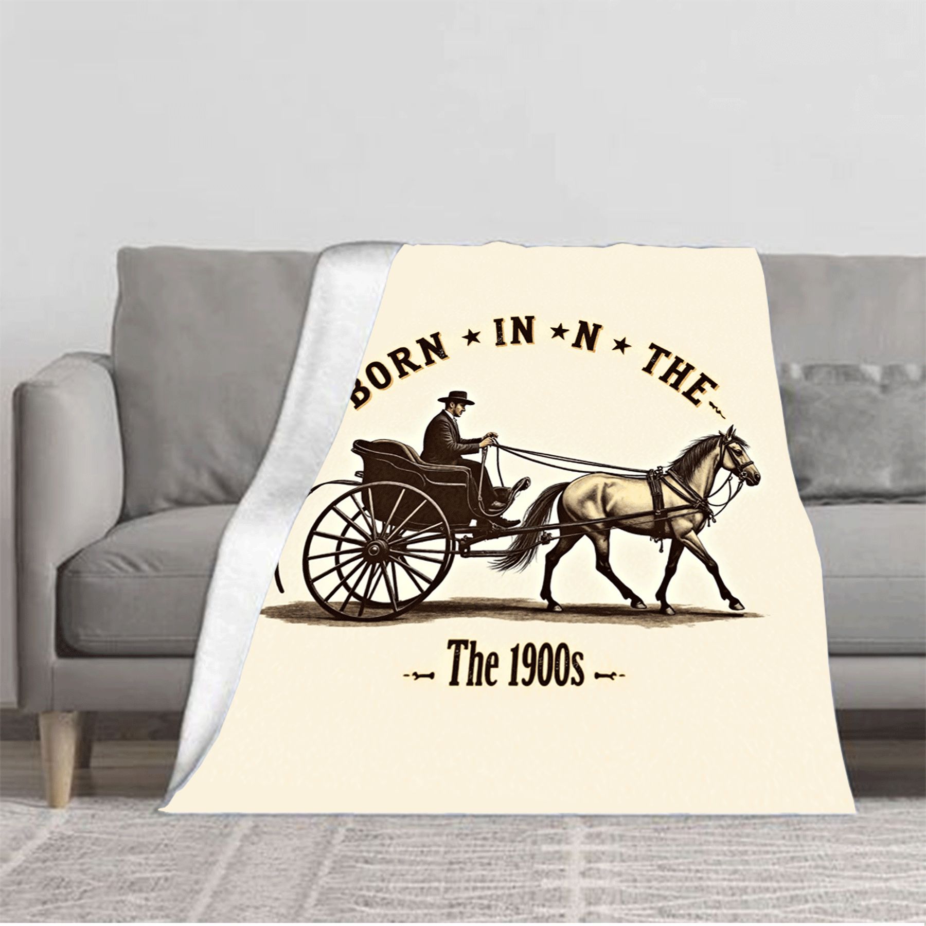 Cozy Flannel Blanket with Elegant Horse - Drawn Carriage Design - Soft ...