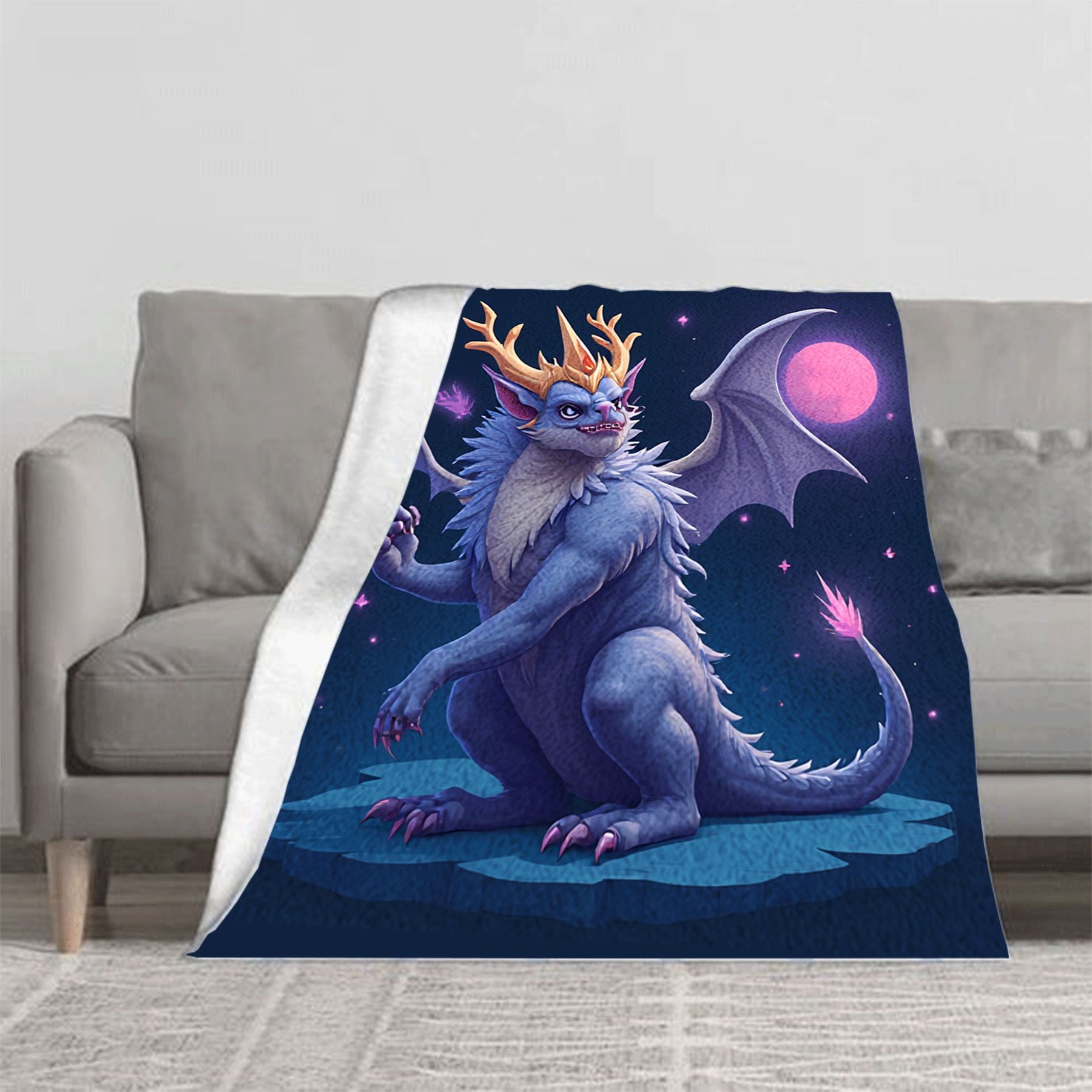 Cozy Flannel Blanket with Enchanting Blue Purple Wings Design - Perfect ...