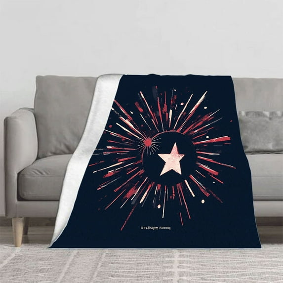 Cozy Flannel Blanket with Explosive Red Star Design - Soft Warm Perfect ...