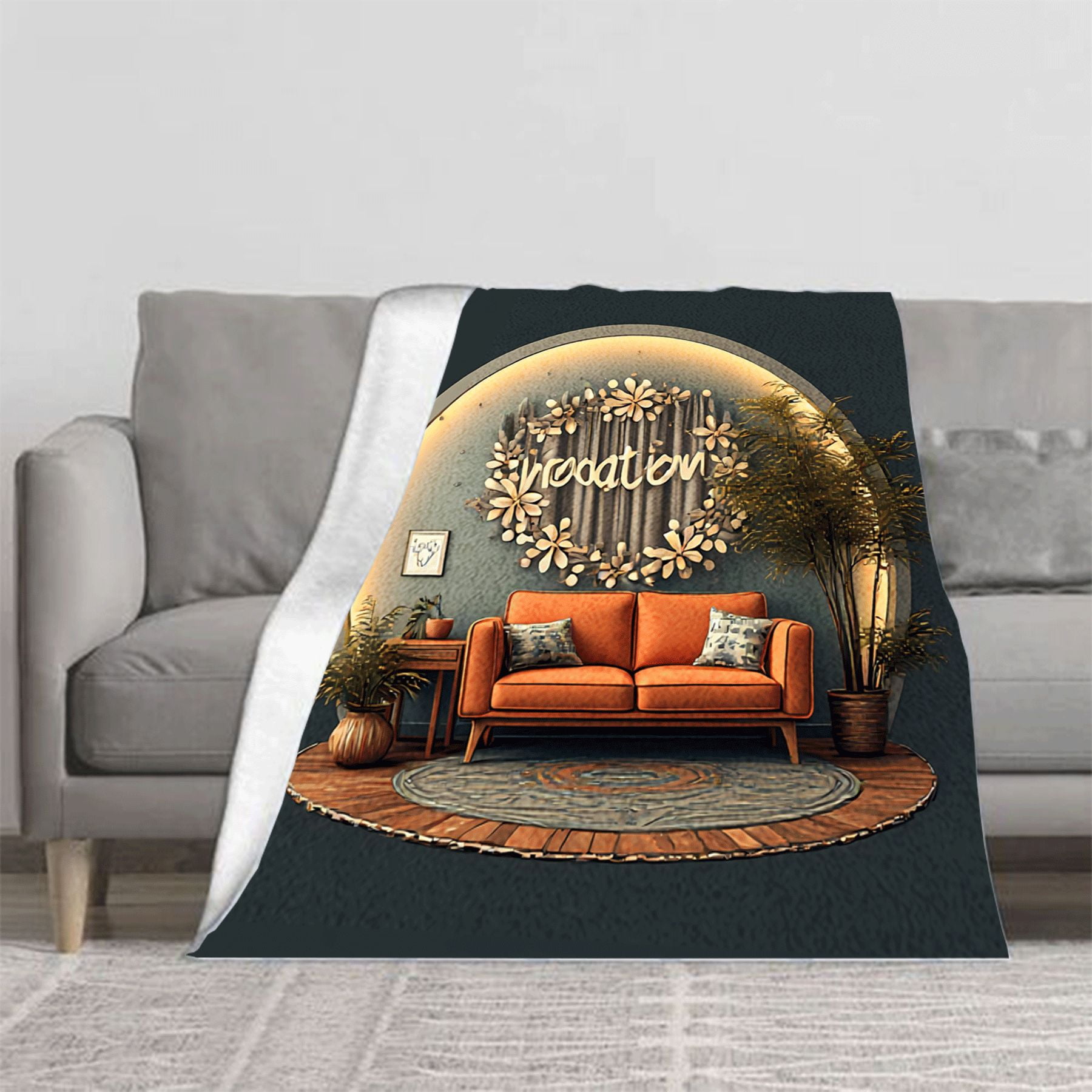 Cozy Flannel Blanket with Floral Pattern - Soft & Warm for Sofa Travel ...