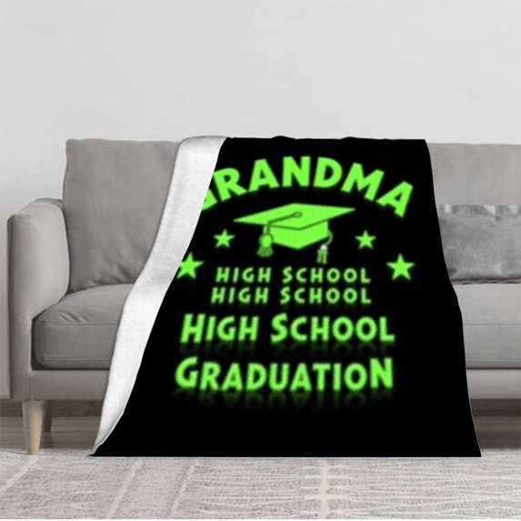Cozy Flannel Blanket with Graduation Cap & Stars Design - Soft Warm ...