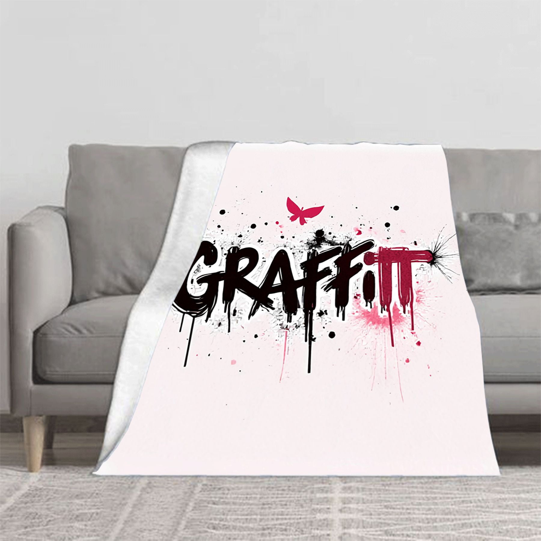 Cozy Flannel Blanket with Graffiti Art Design - Soft Warm and Durable ...