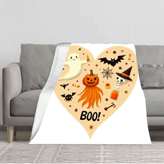 Cozy Flannel Blanket with Halloween Heart Design - Soft Warm Perfect ...
