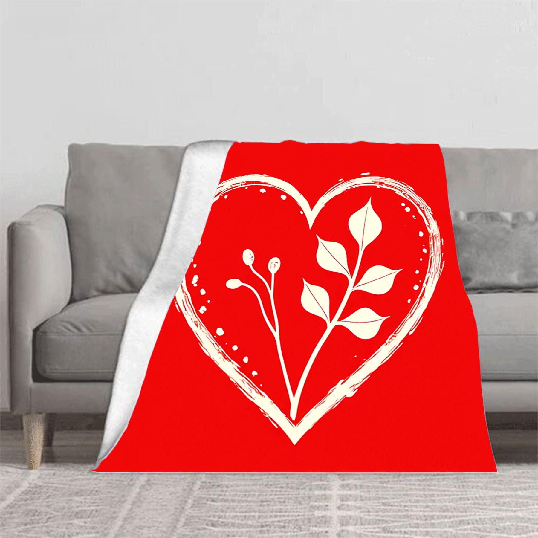 Cozy Flannel Blanket with Heart & Branch Design - Soft Warm Durable ...