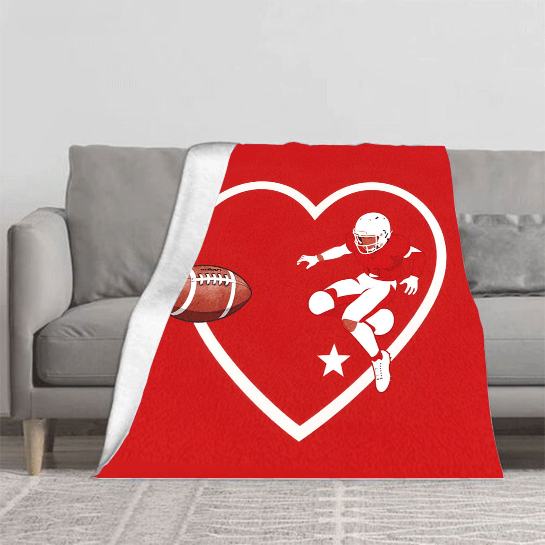 Cozy Flannel Blanket with Heart and Star Design - Soft Warm Throw for ...