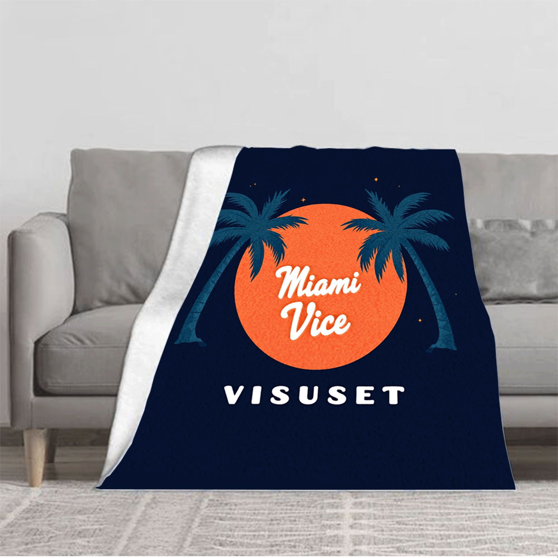 Cozy Flannel Blanket with Miami Vice Inspired Design - Soft Warm ...