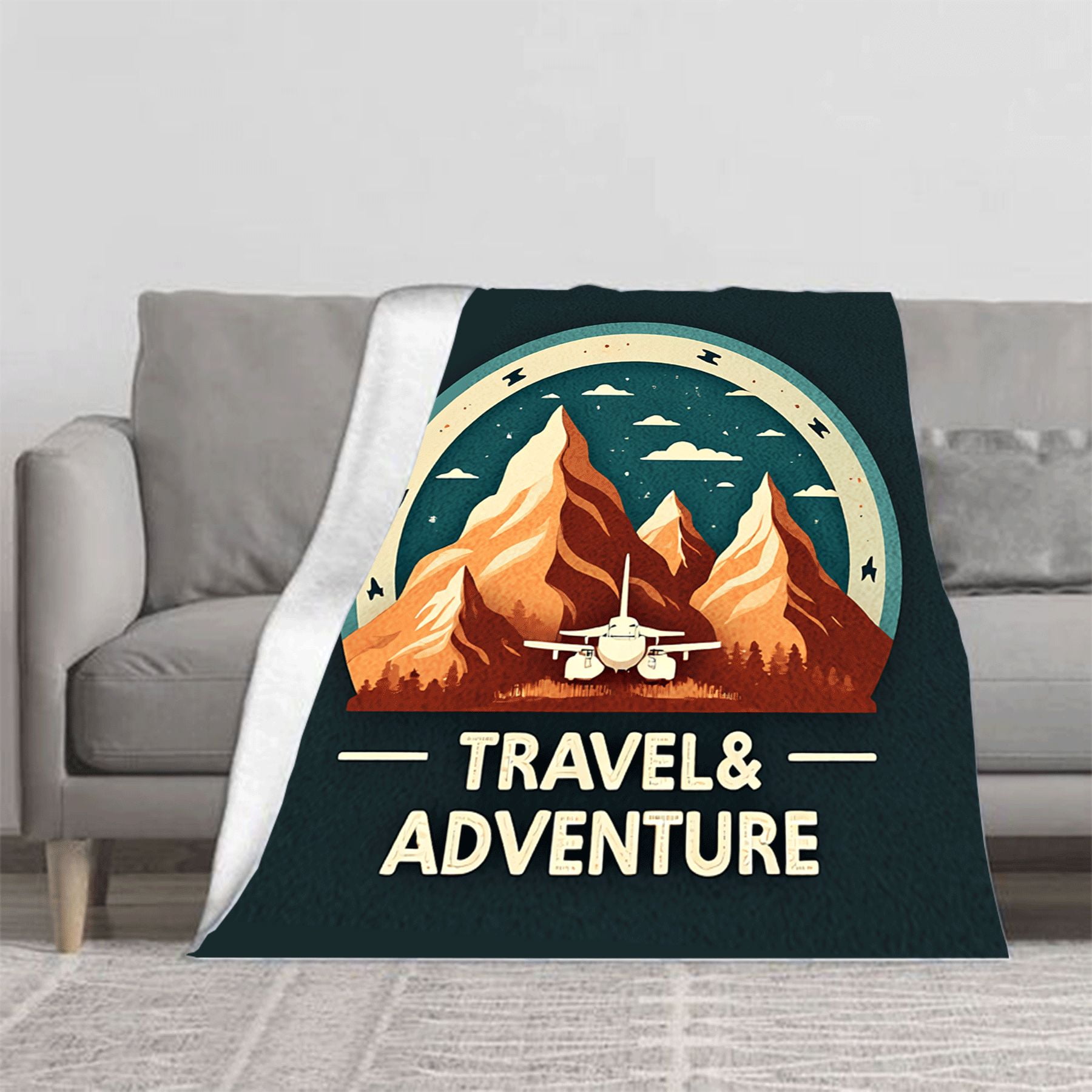 Cozy Flannel Blanket with Mountain Range & Starry Sky Design - Perfect ...