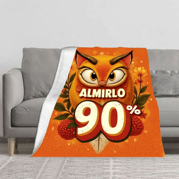 Cozy Flannel Blanket with Owl Design Vibrant Orange Background Perfect ...