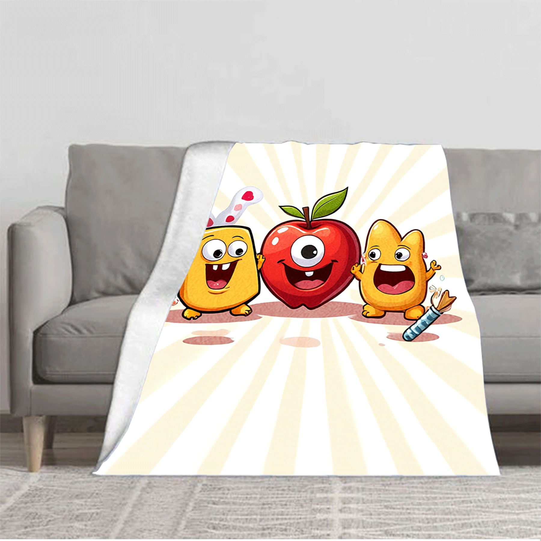 Cozy Flannel Blanket with Playful Cartoon Characters - Soft Warm ...
