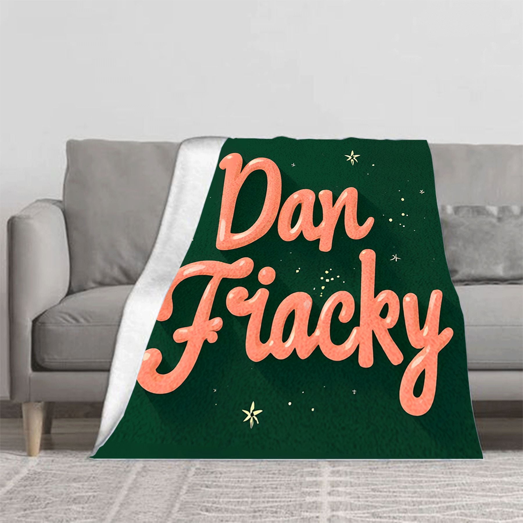 Cozy Flannel Blanket with Playful Cursive Design Peach Outline Dark ...