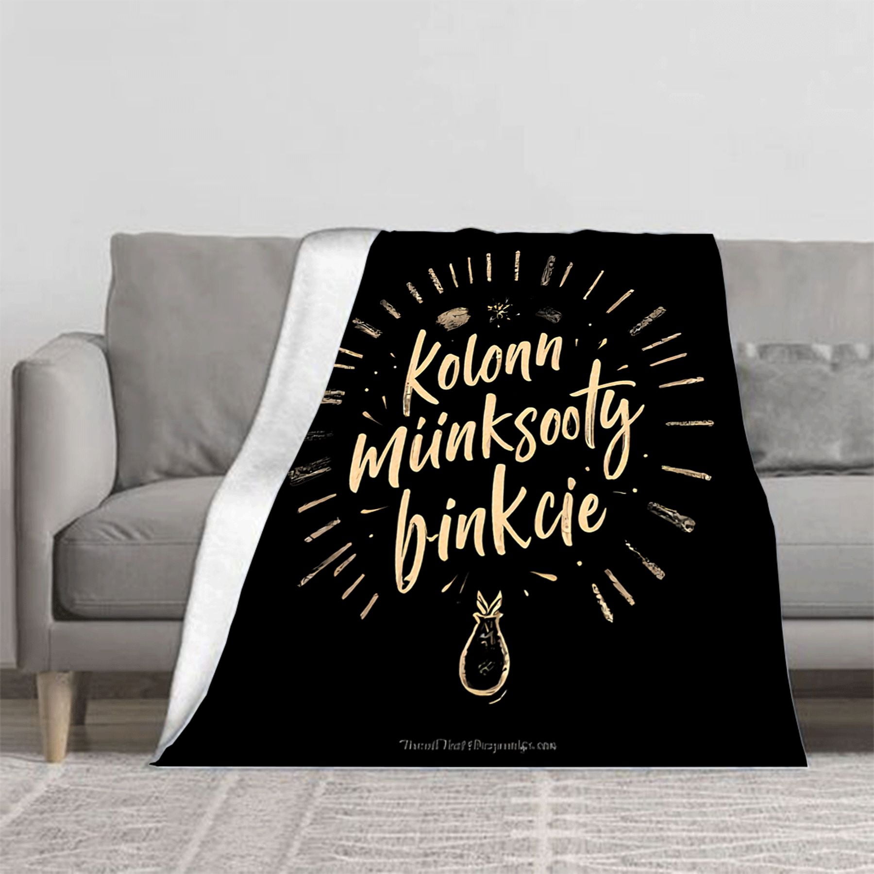 Cozy Flannel Blanket with Playful Cursive Design & Pineapple Accent ...
