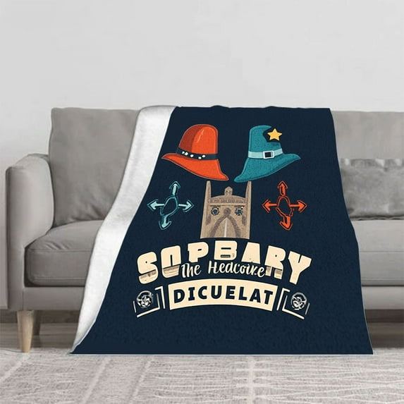 Cozy Flannel Blanket with Playful Fantasy Design - Colorful Hats ...