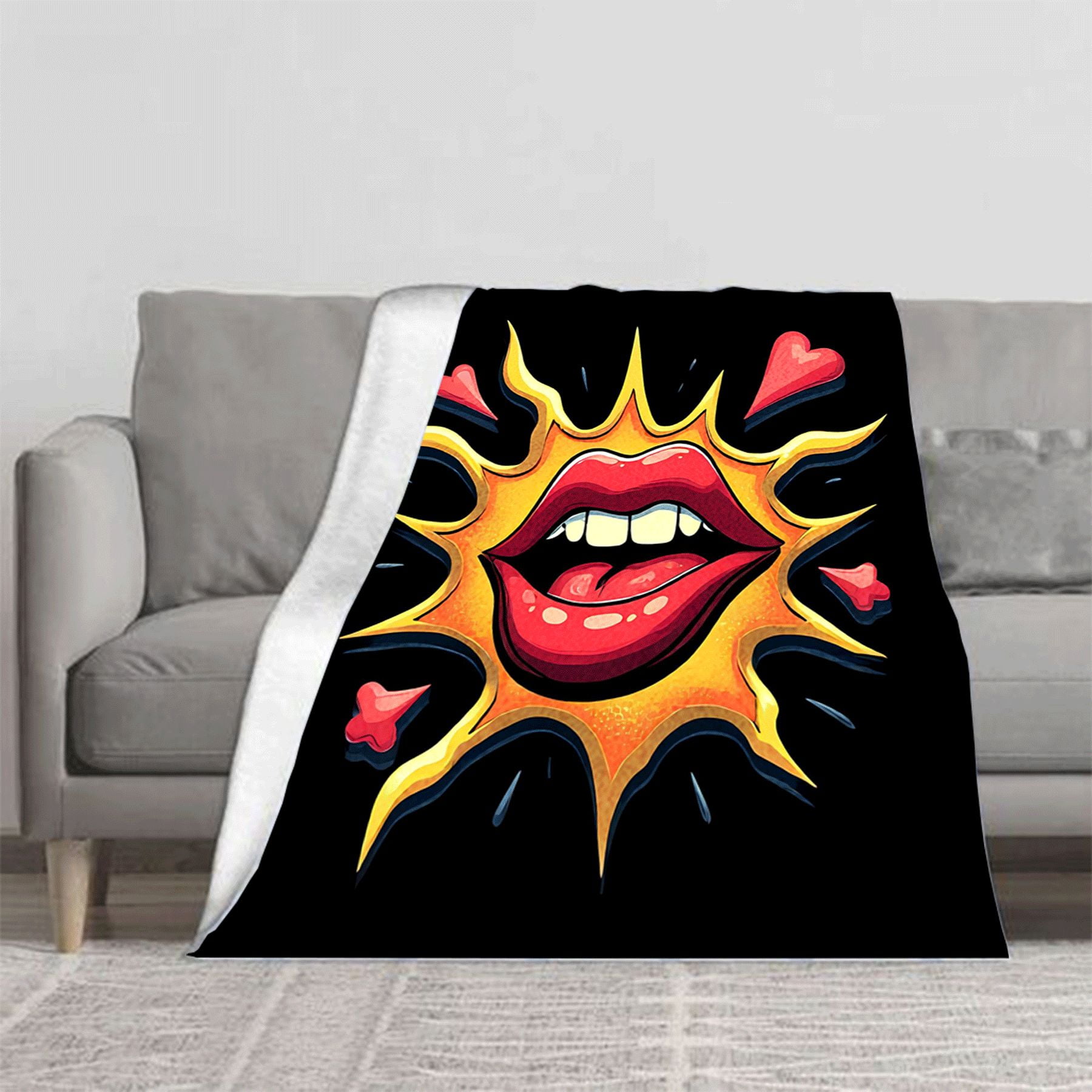 Cozy Flannel Blanket with Playful Flame Design - Soft Warm Perfect for ...