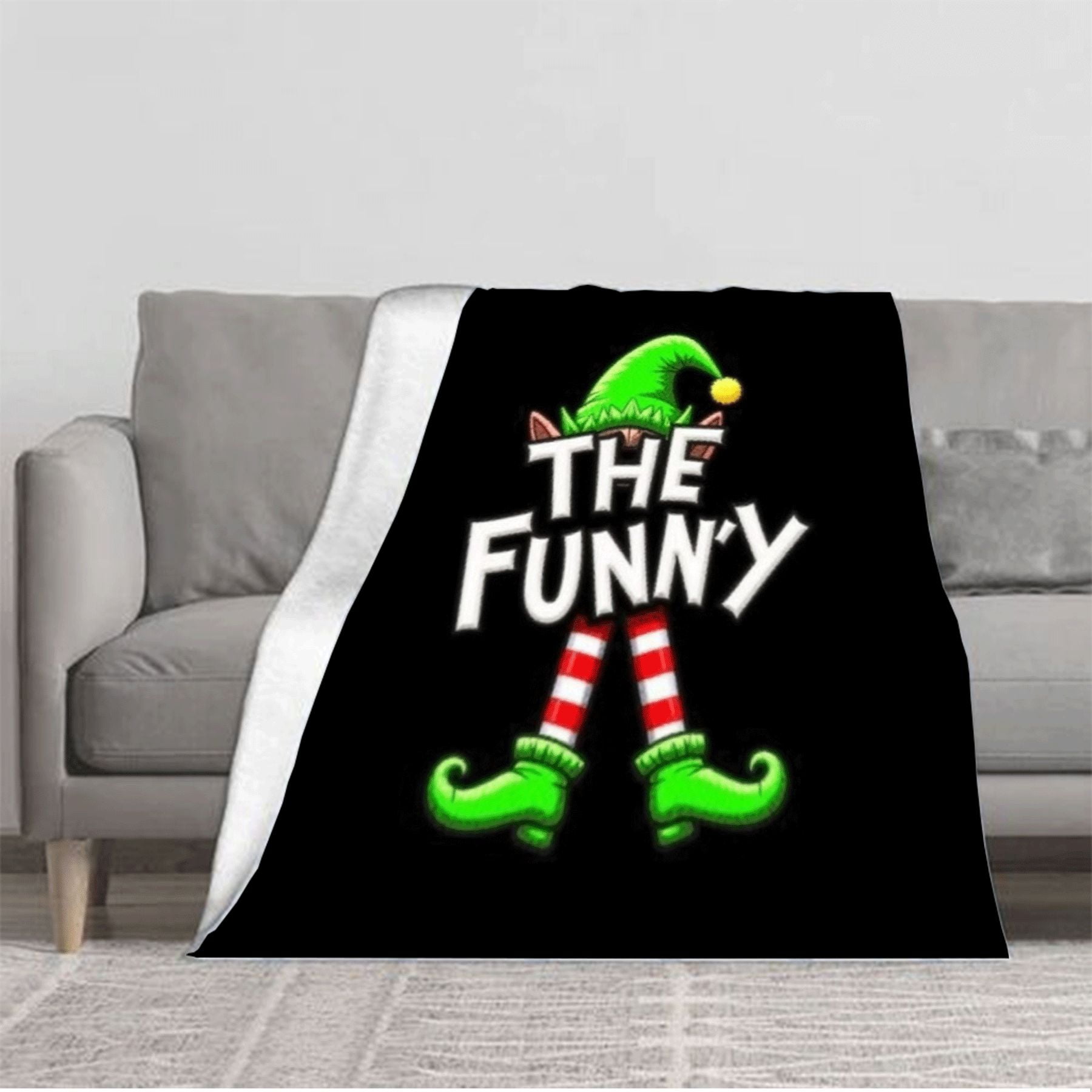 Cozy Flannel Blanket with Playful Hat & Striped Legs Design - Soft Warm ...