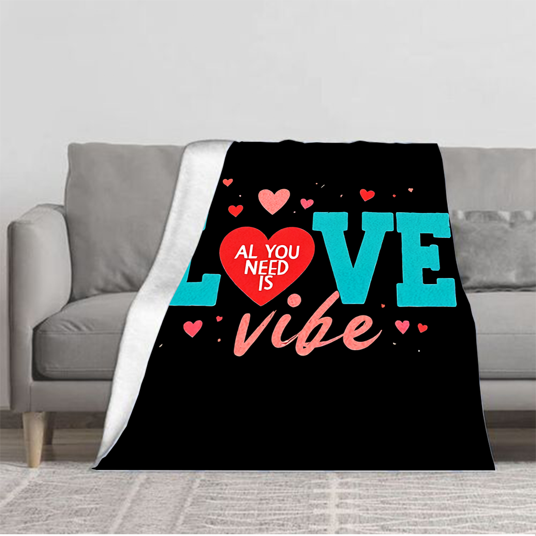 Cozy Flannel Blanket with Playful Heart Design - Soft Warm and Durable ...