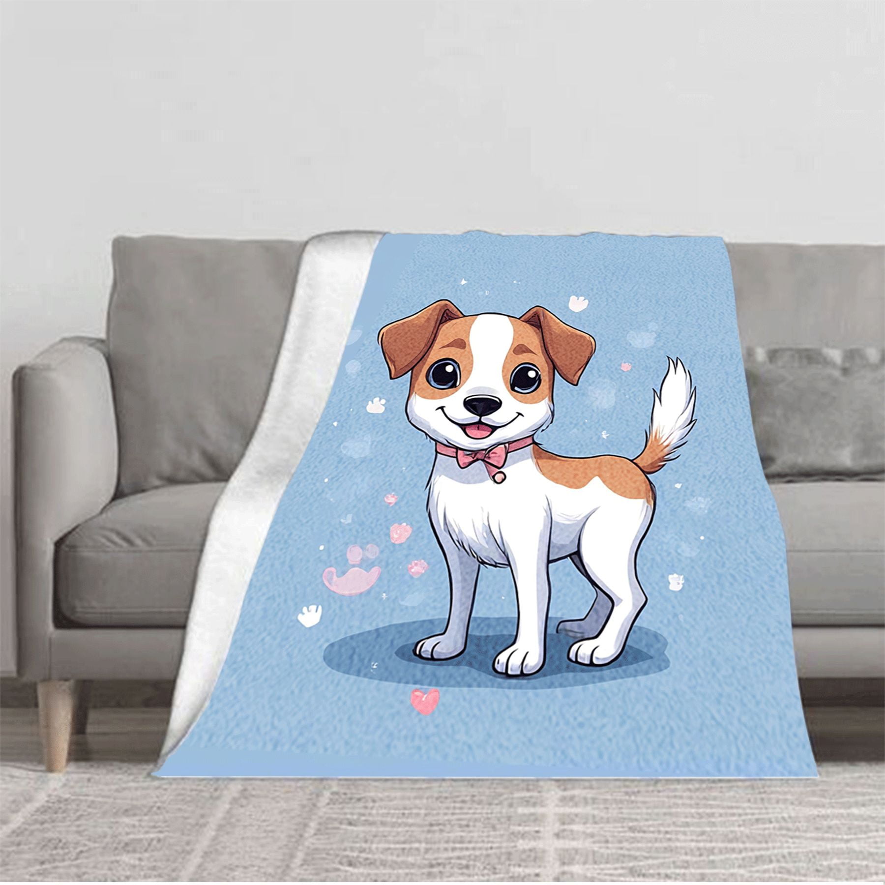 Cozy Flannel Blanket with Playful Heart Print Design - Soft Warm ...