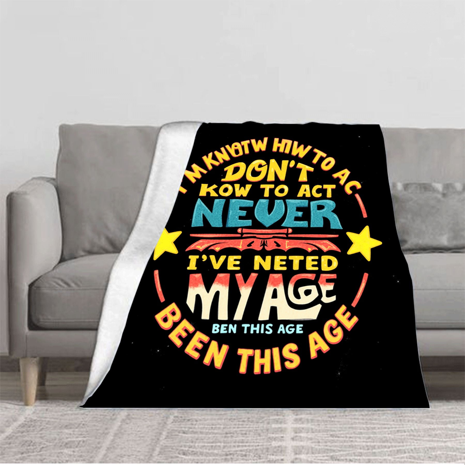 Cozy Flannel Blanket with Playful Oval Text Design - Soft Warm Perfect ...