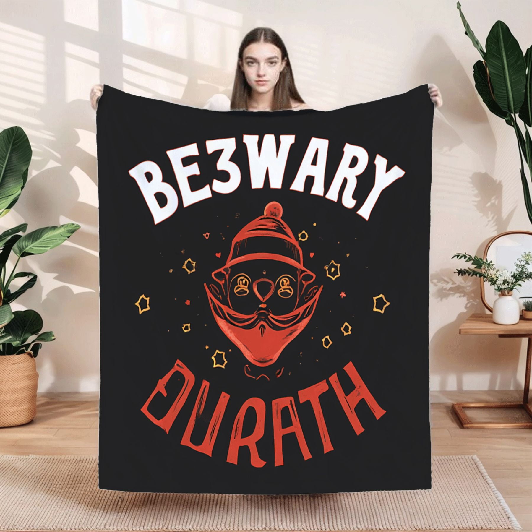 Cozy Flannel Blanket with Playful Red Character Design Perfect for Sofa ...