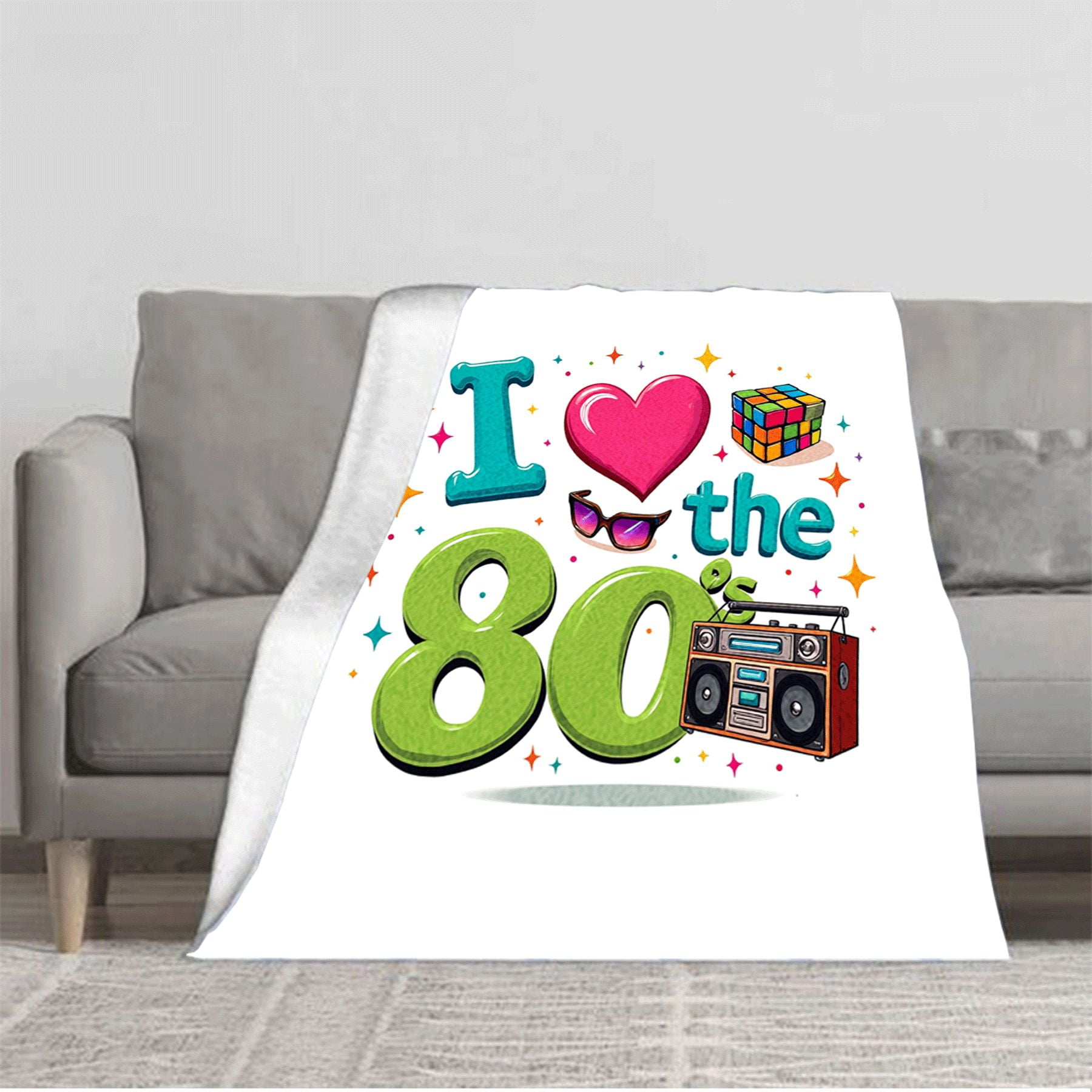 Cozy Flannel Blanket with Retro 80s Design - Soft Warm and Durable for ...