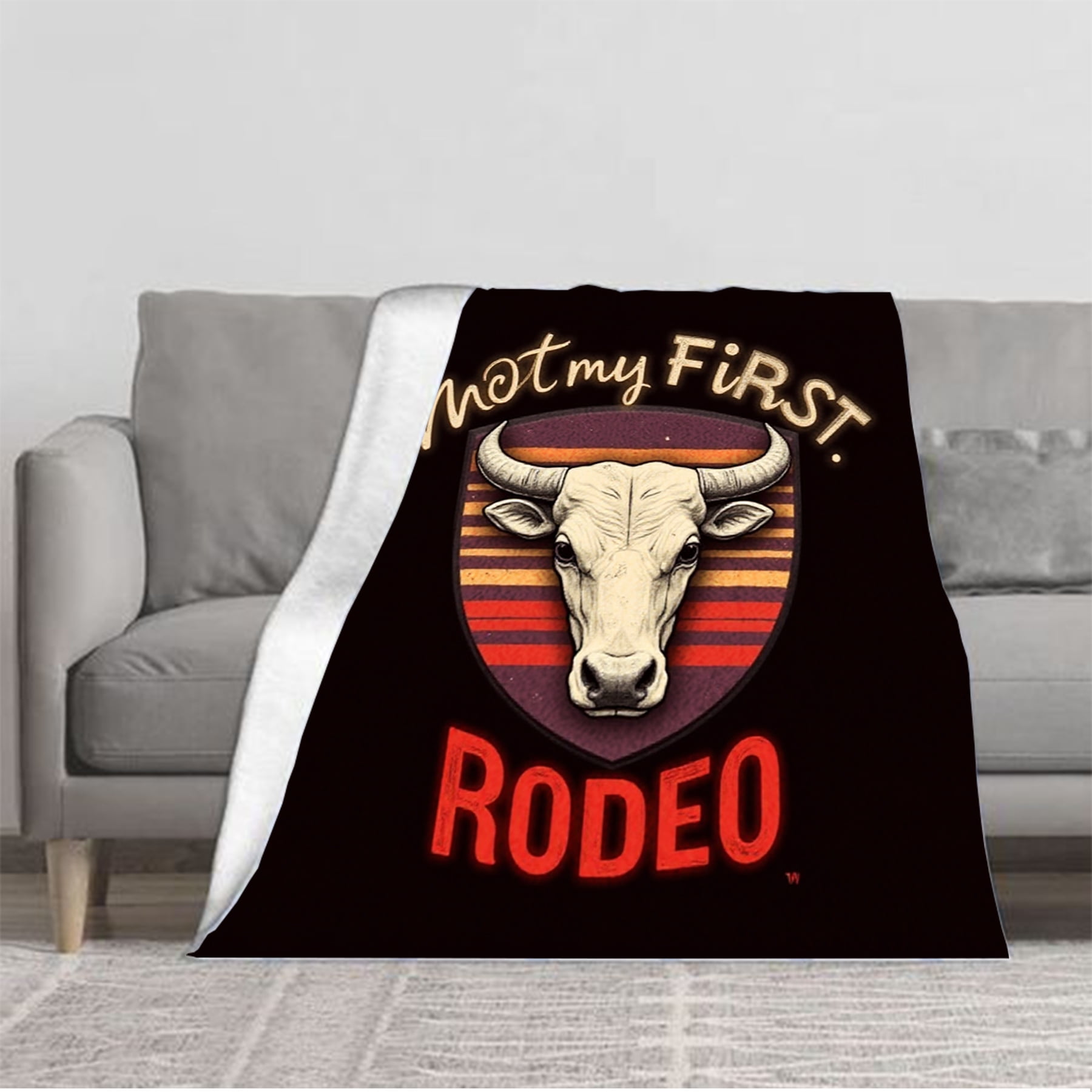 Cozy Flannel Blanket with Retro Western Design - Soft Warm Perfect for ...