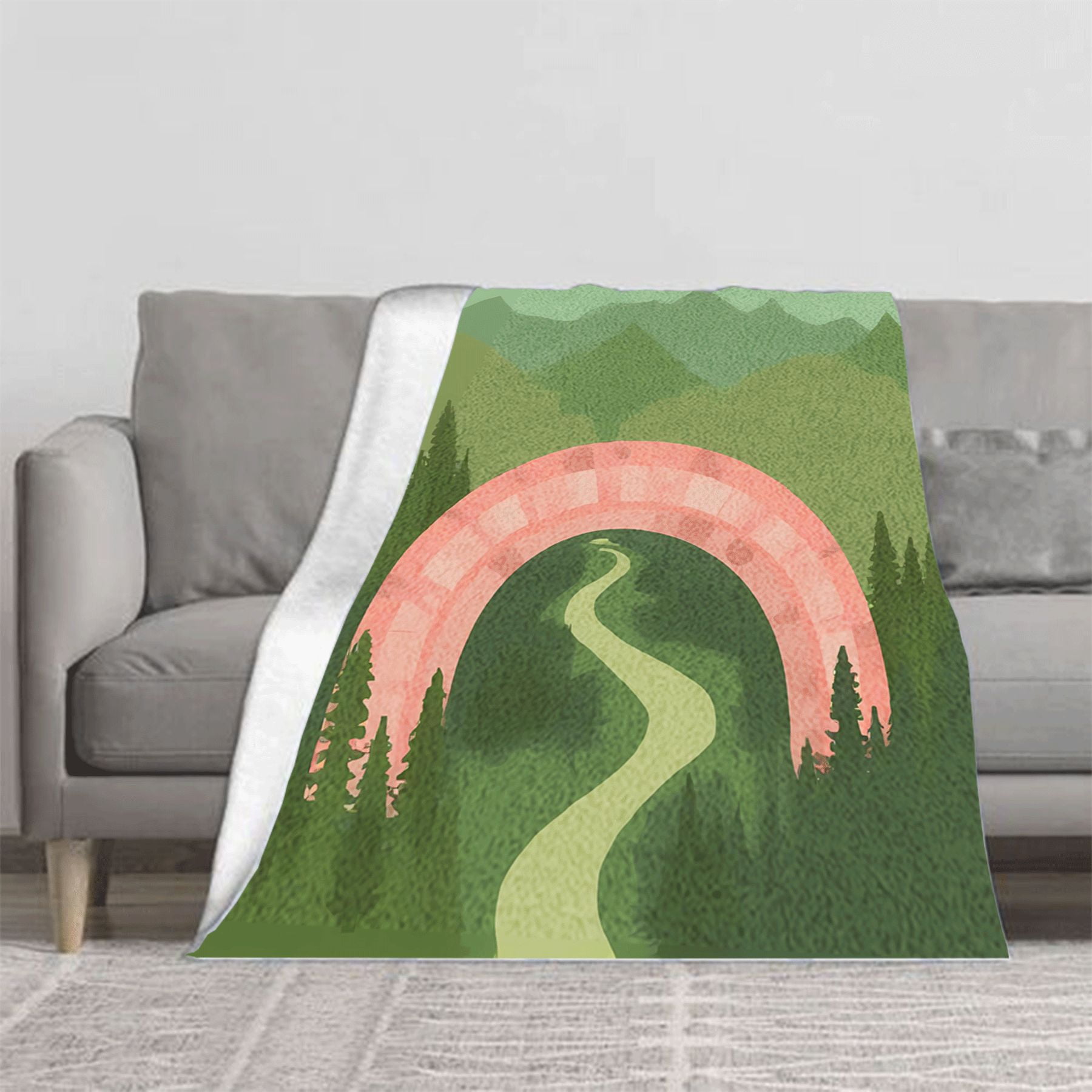 Cozy Flannel Blanket with Serene Forest Path Design - Soft Warm Perfect ...