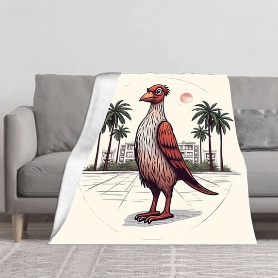 Cozy Flannel Blanket with Stylish Bird and Palm Tree Design - Soft Warm ...