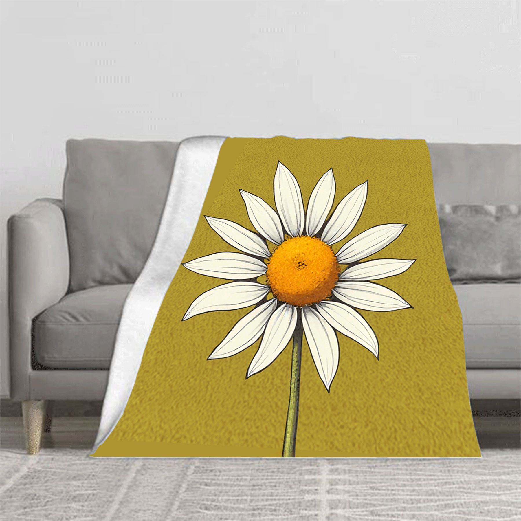 Cozy Flannel Blanket with Stylish Daisy Design - Soft Warm Perfect for ...