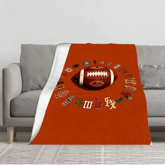Cozy Flannel Blanket - Soft Warm Durable with Stylish Football Pattern ...