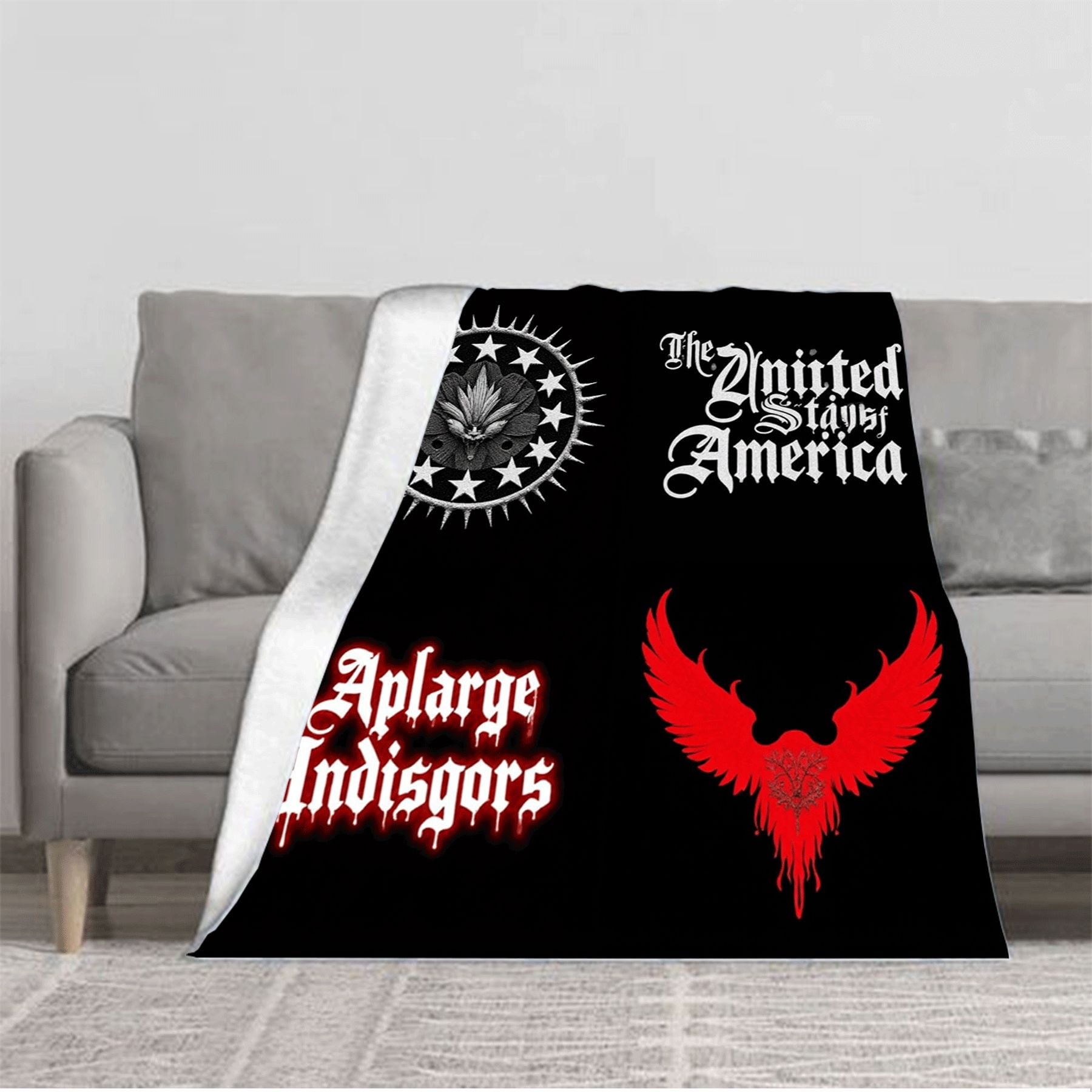 Cozy Flannel Blanket with Unique Emblem Designs: Stars & Plant Motif ...