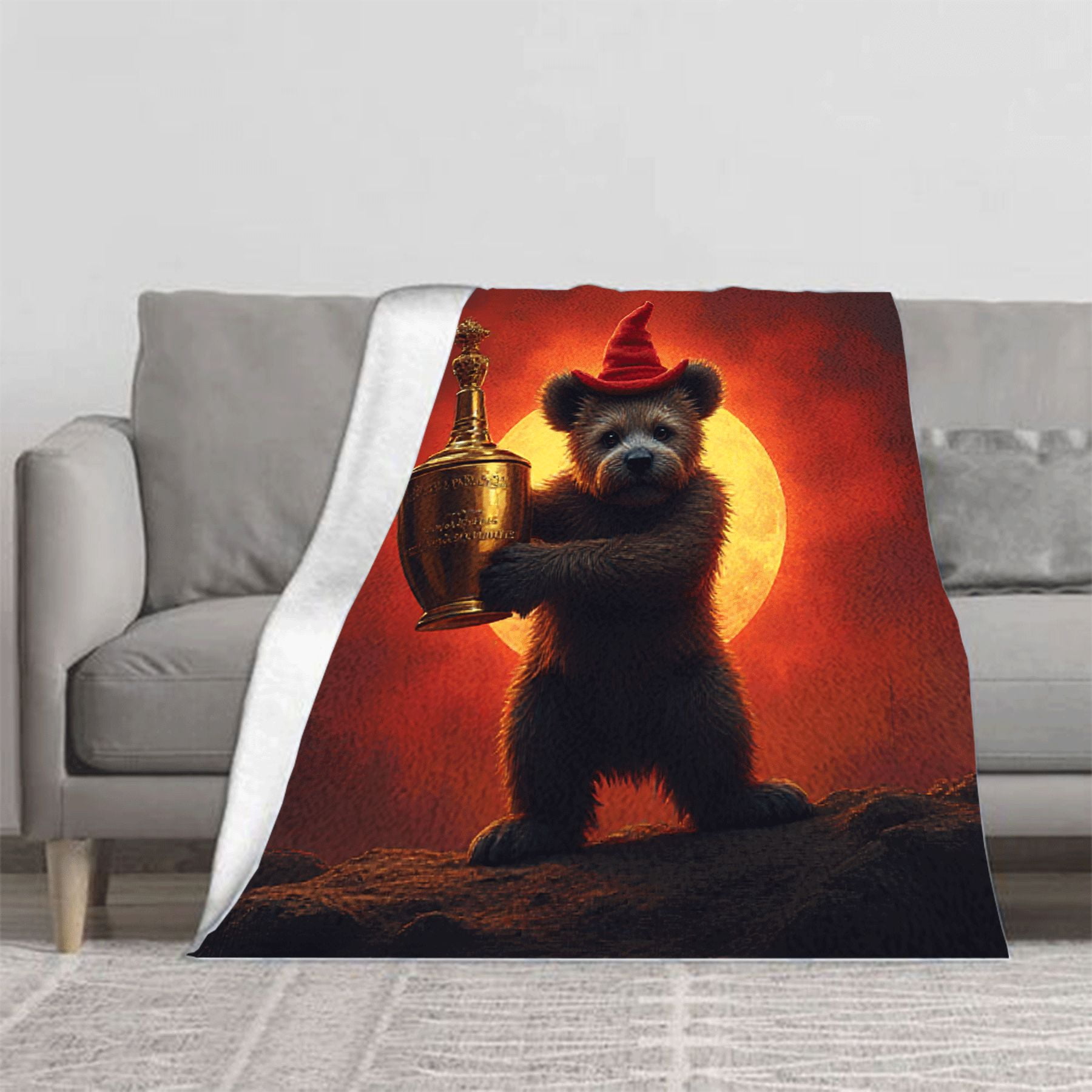 Cozy Flannel Blanket with Vibrant Bear Wizard Design - Soft Warm ...
