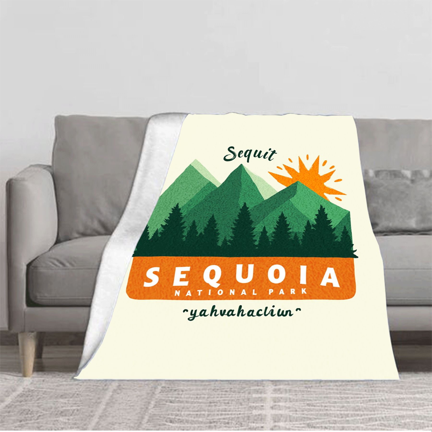 Cozy Flannel Blanket with Vibrant Mountain and Sun Design - Soft Warm ...