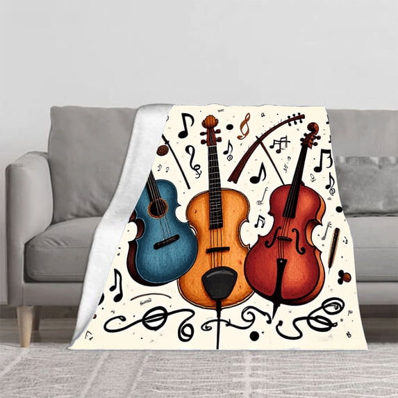 Cozy Flannel Blanket with Vibrant Musical Instruments Design - Perfect ...