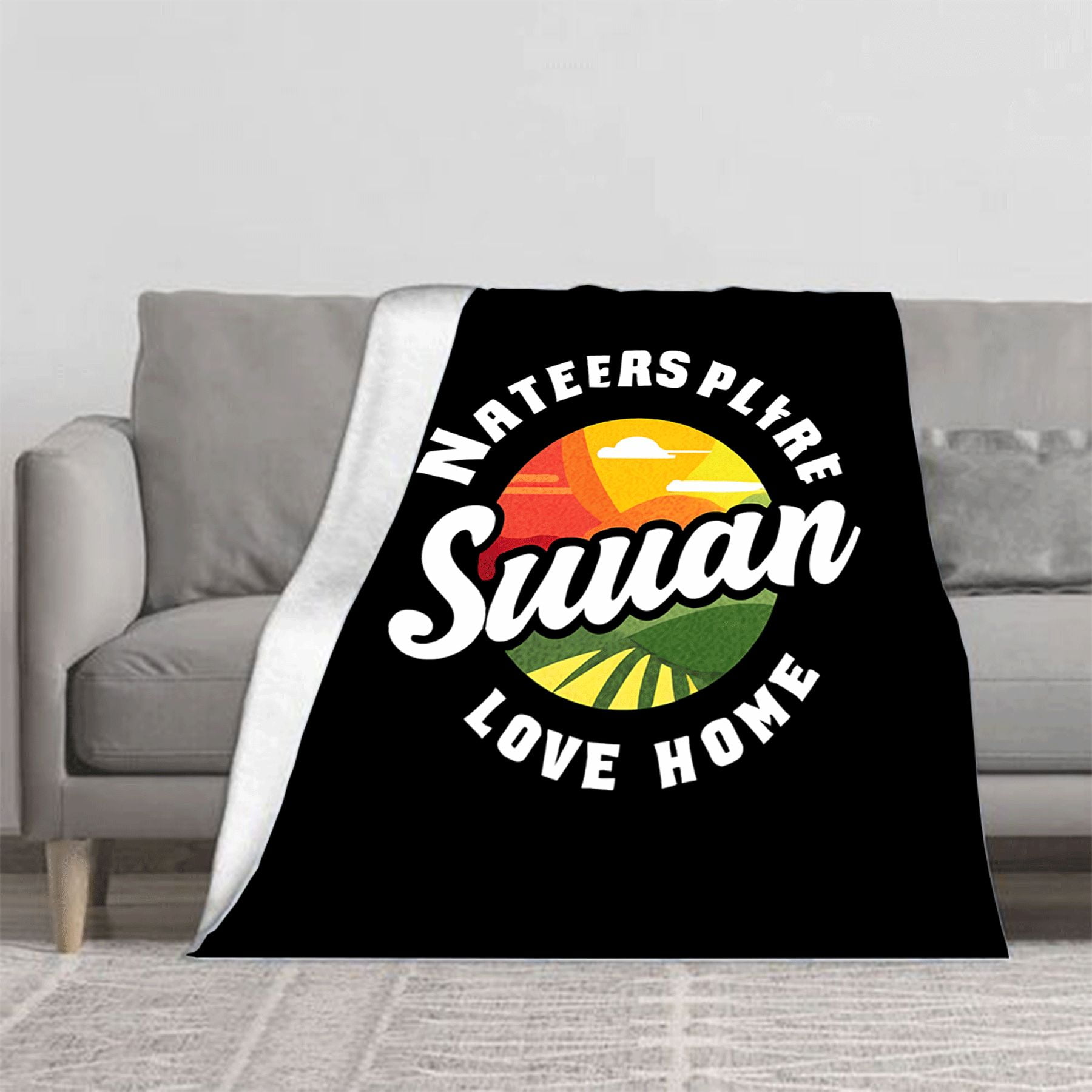 Cozy Flannel Blanket with Vibrant Sun & Cloud Design - Soft Warm Throw ...