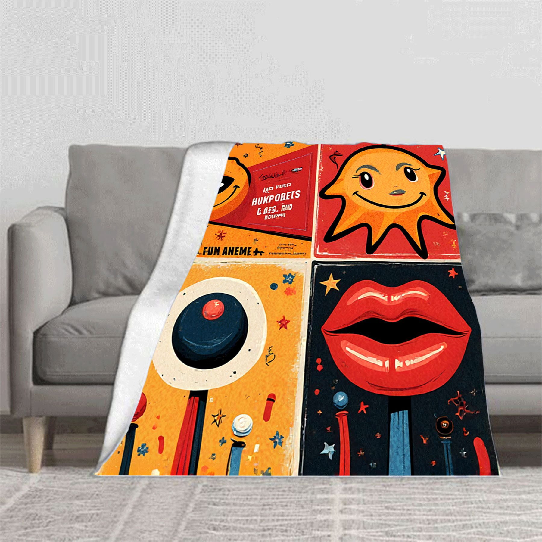 Cozy Flannel Blanket with Vibrant Sun and Star Patterns - Soft Warm ...