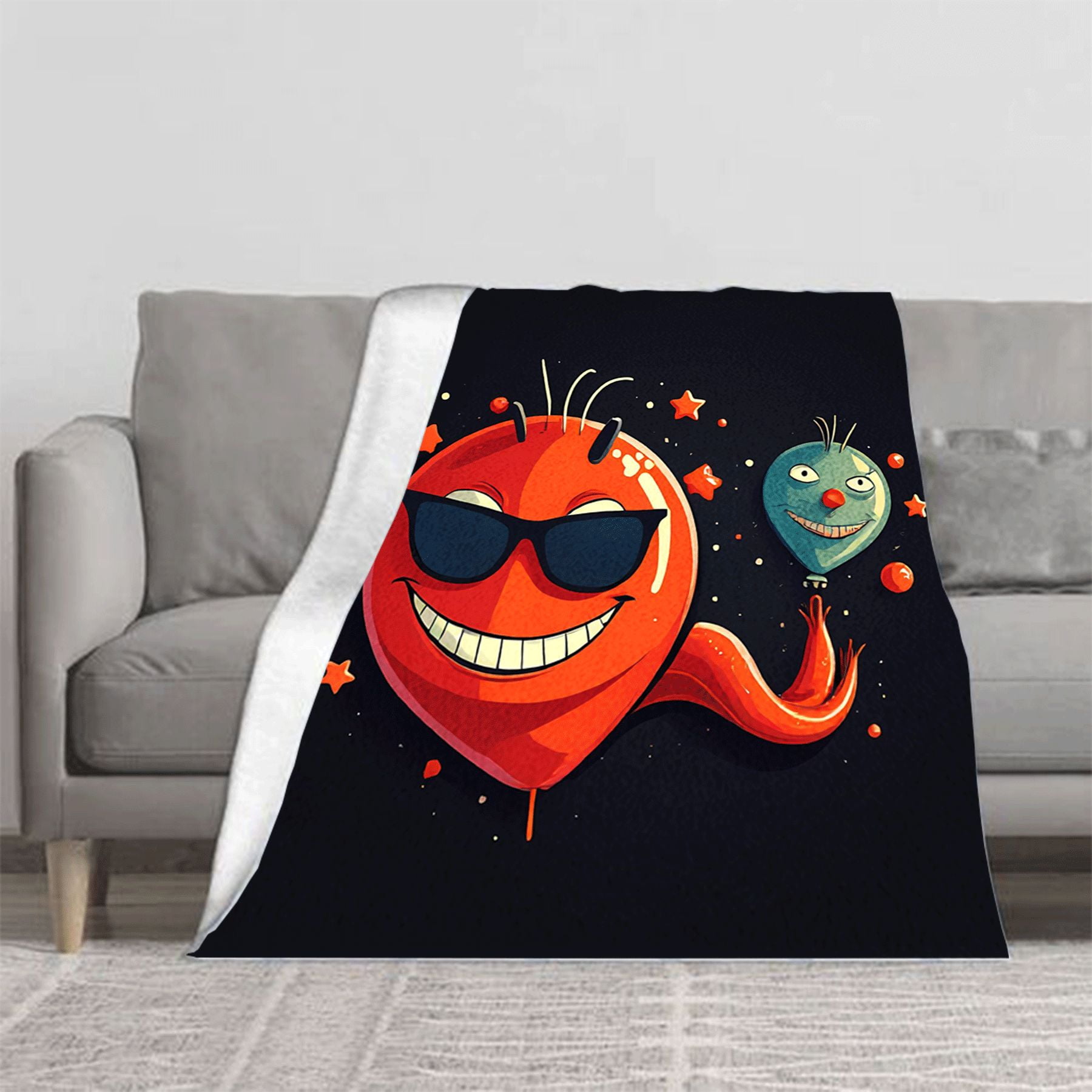 Cozy Flannel Blanket with Whimsical Balloon Pattern - Soft Warm Perfect ...